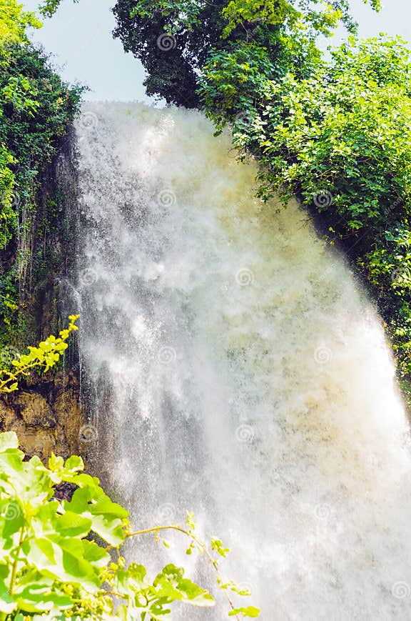 Waterfall. Drop of Water in the River from the Ledge Stock Photo ...