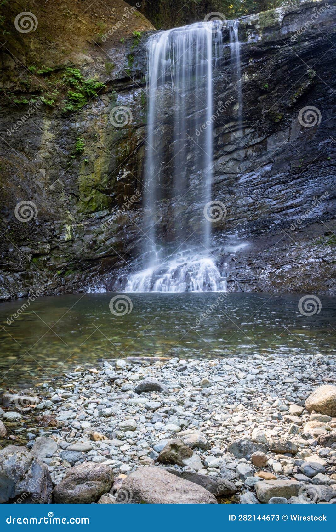 Ammonite Falls Dropping into the Creek Stock Image - Image of alberni ...