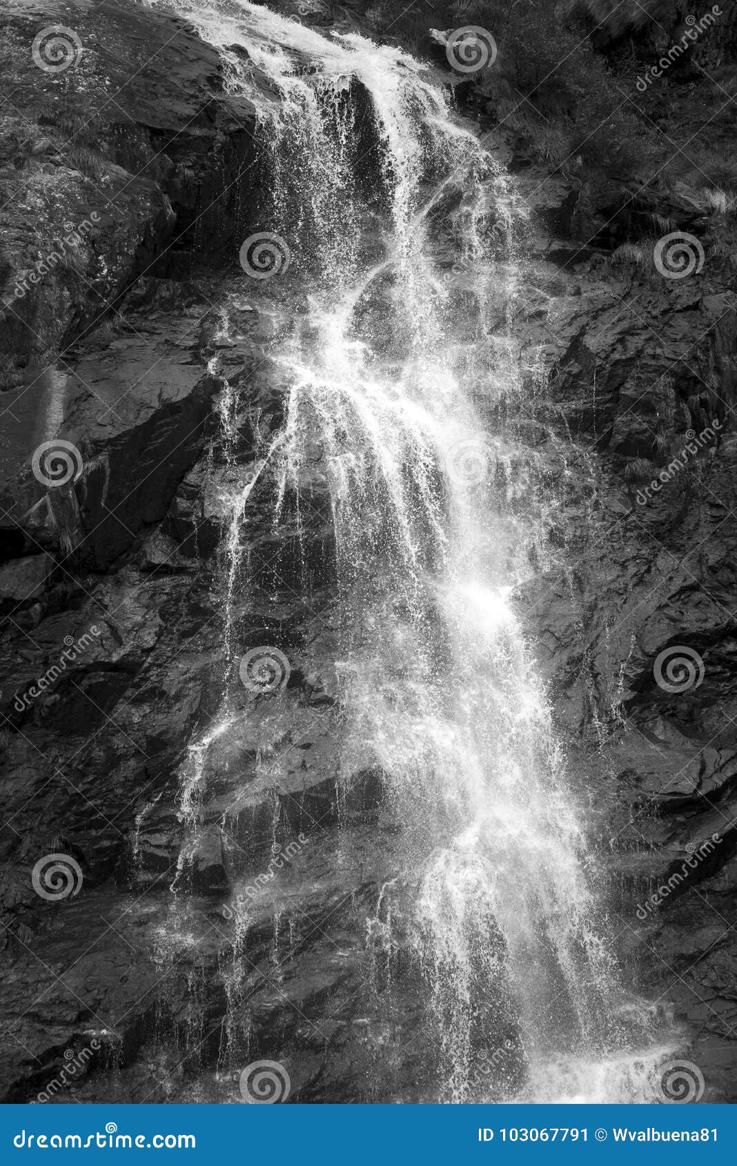 Waterfall Drops Monochrome Scene Stock Image - Image of drops, light ...