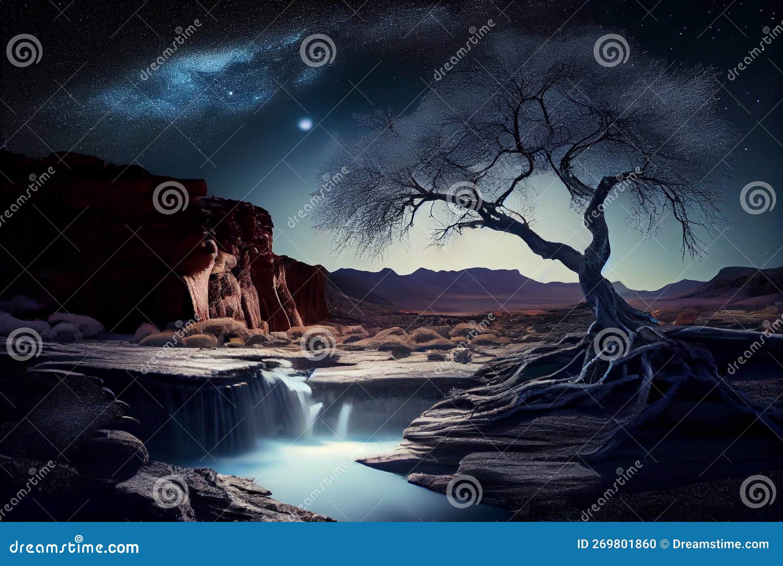 Desert River: A Vibrant Pop Art Illustration Of A Wetland In Vector ...