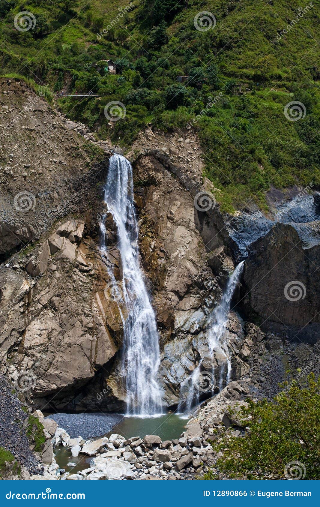 Waterfall in Ecuador stock photo. Image of amazon, mountain - 12890866