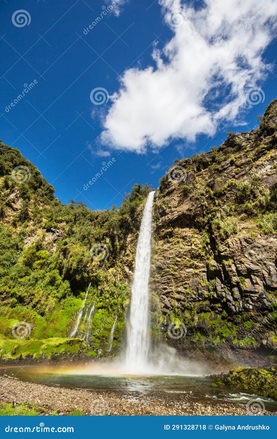 Waterfall in Ecuador stock photo. Image of hiker, mountain - 291328718