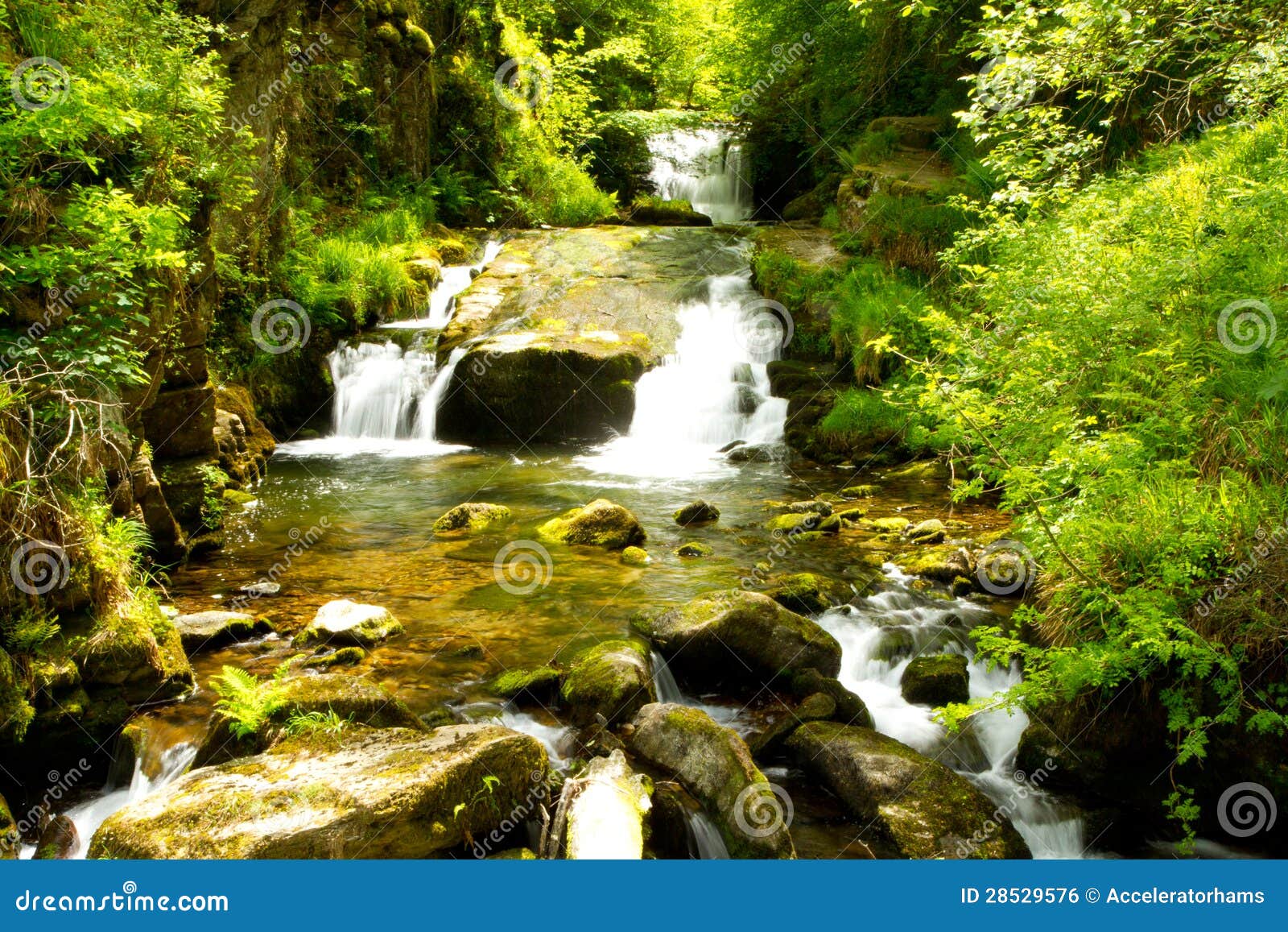 Waterfall in English Countryside Stock Photo - Image of river, creek ...