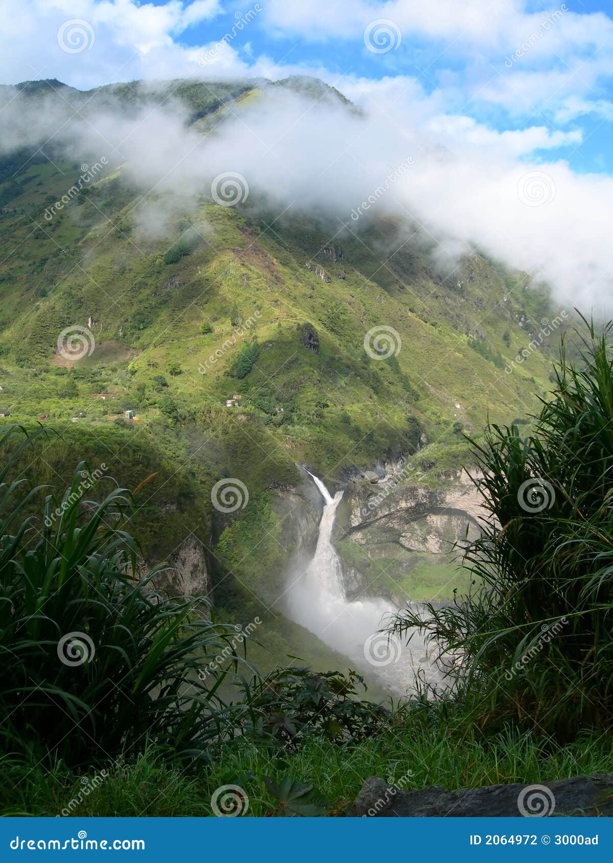 Waterfall in Equatorial Rainforest Stock Photo - Image of lush, forest ...
