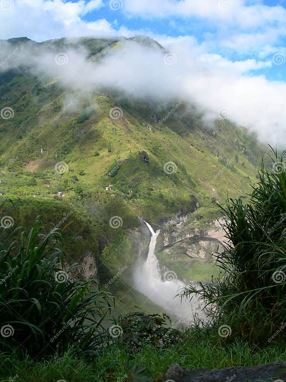 Waterfall in Equatorial Rainforest Stock Photo - Image of lush, forest ...