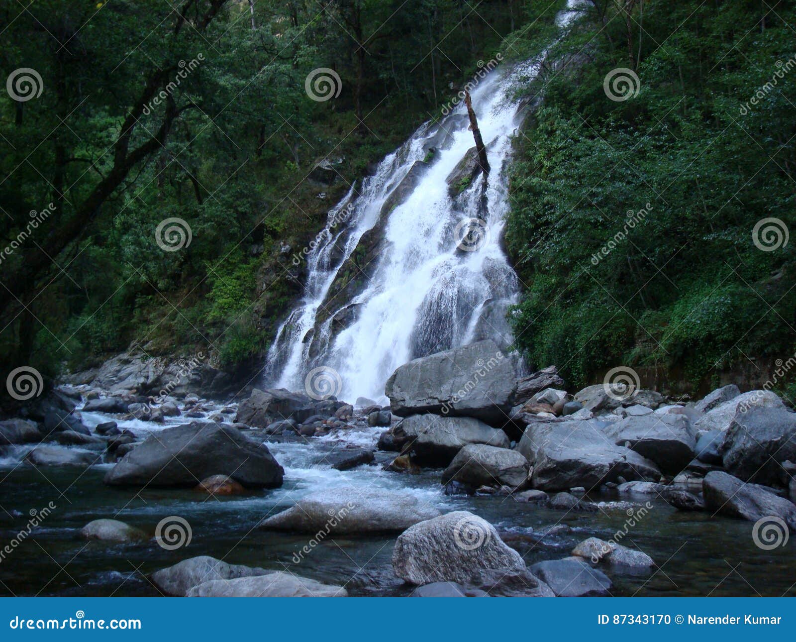 Waterfall is Falling Down from the Hills Stock Photo - Image of ...