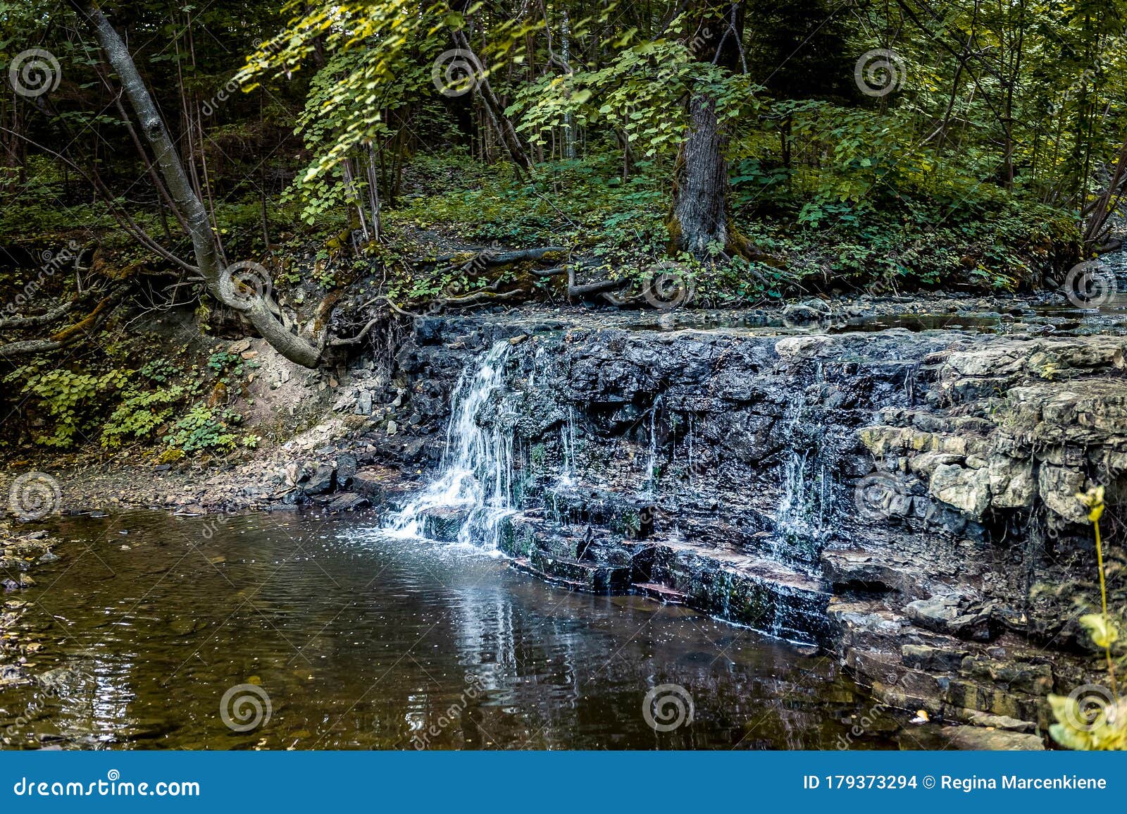 Waterfall Falling Down from a Rock Cascade. Stock Photo - Image of ...