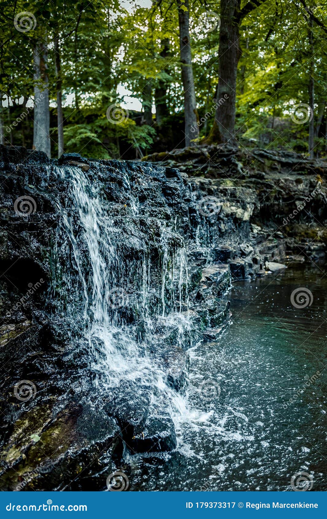Waterfall Falling Down from a Rock Cascade. Stock Image - Image of fall ...