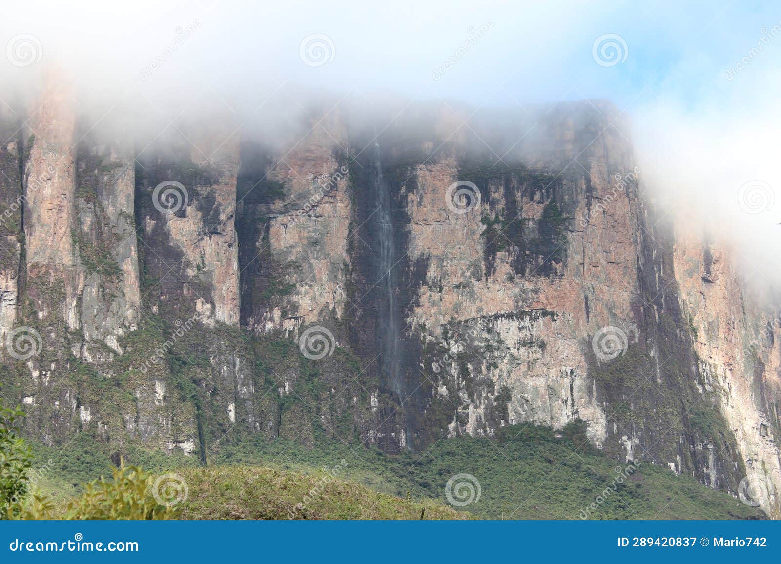 Waterfall Falling Down the Slope of Mount Roraima, Northern Brazil ...