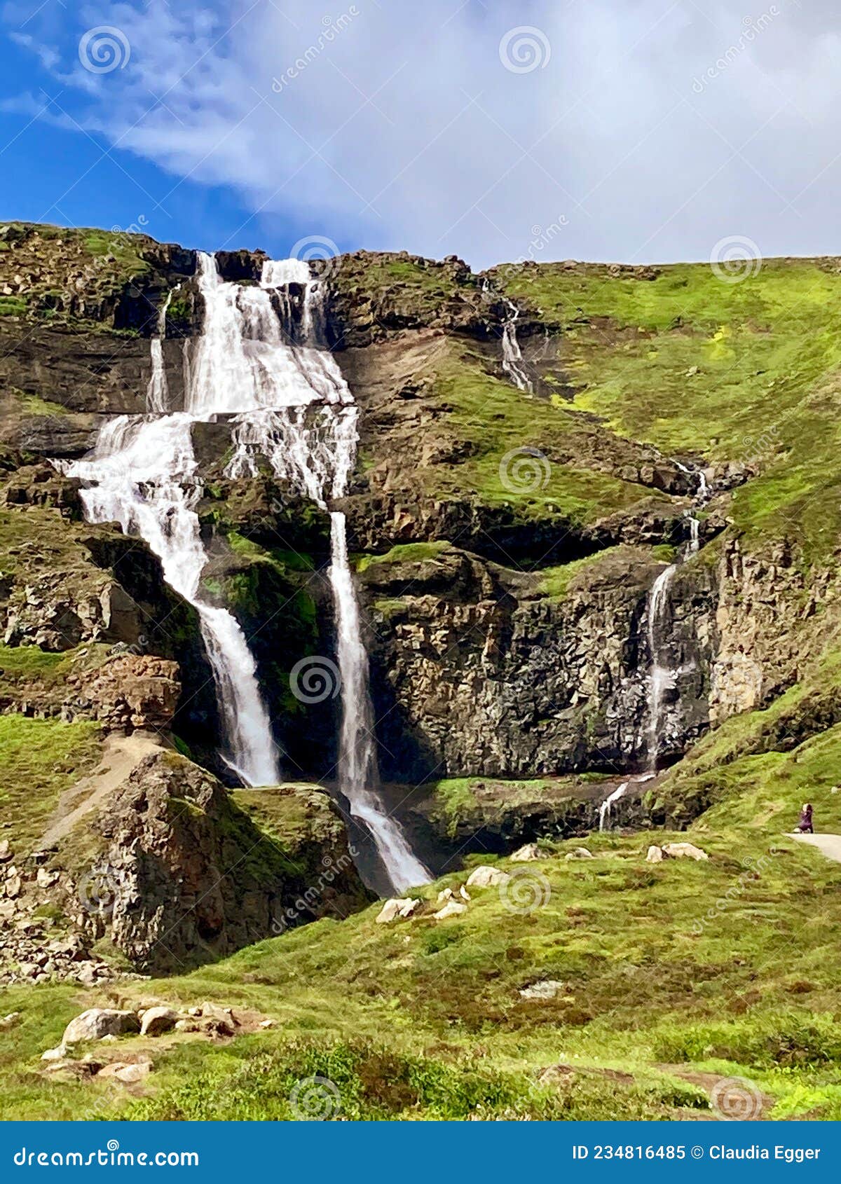 A Waterfall Falling Over a Rocky Hill Stock Image - Image of adventure ...