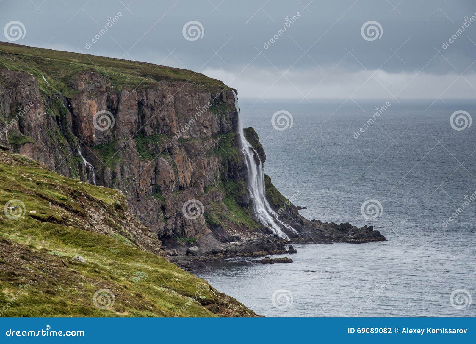 Waterfall Falling into the Sea Iceland Stock Photo - Image of home ...