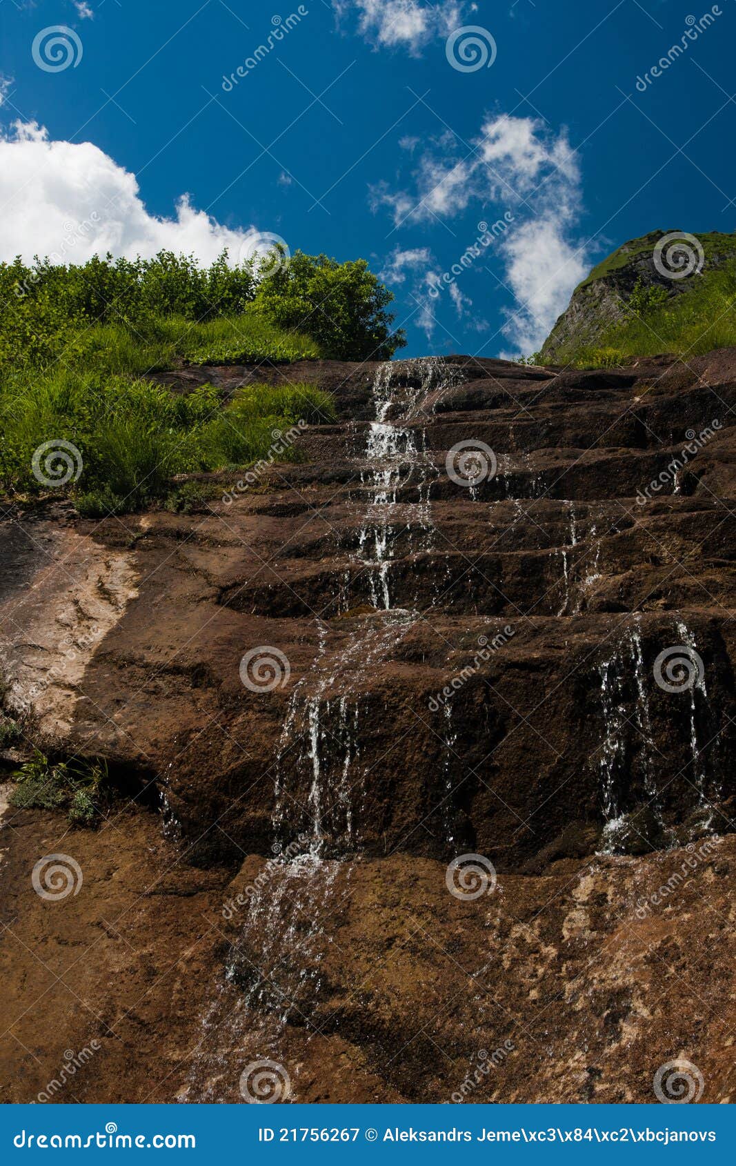 Waterfall Falling from Slope Rocks Stock Image - Image of moving ...