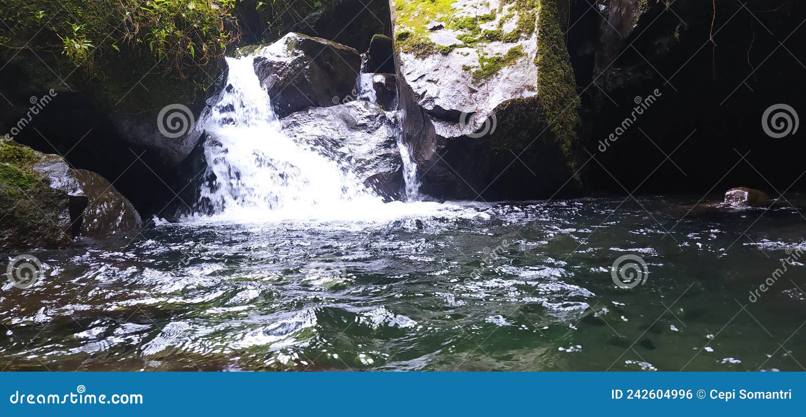 A Waterfall that Falls from a Rock Cliff Stock Photo - Image of falls ...