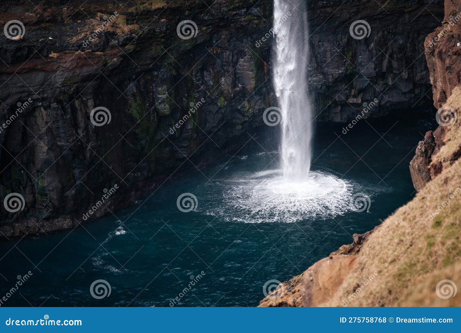 Waterfall in the Faroe Islands Stock Photo - Image of grass, green ...