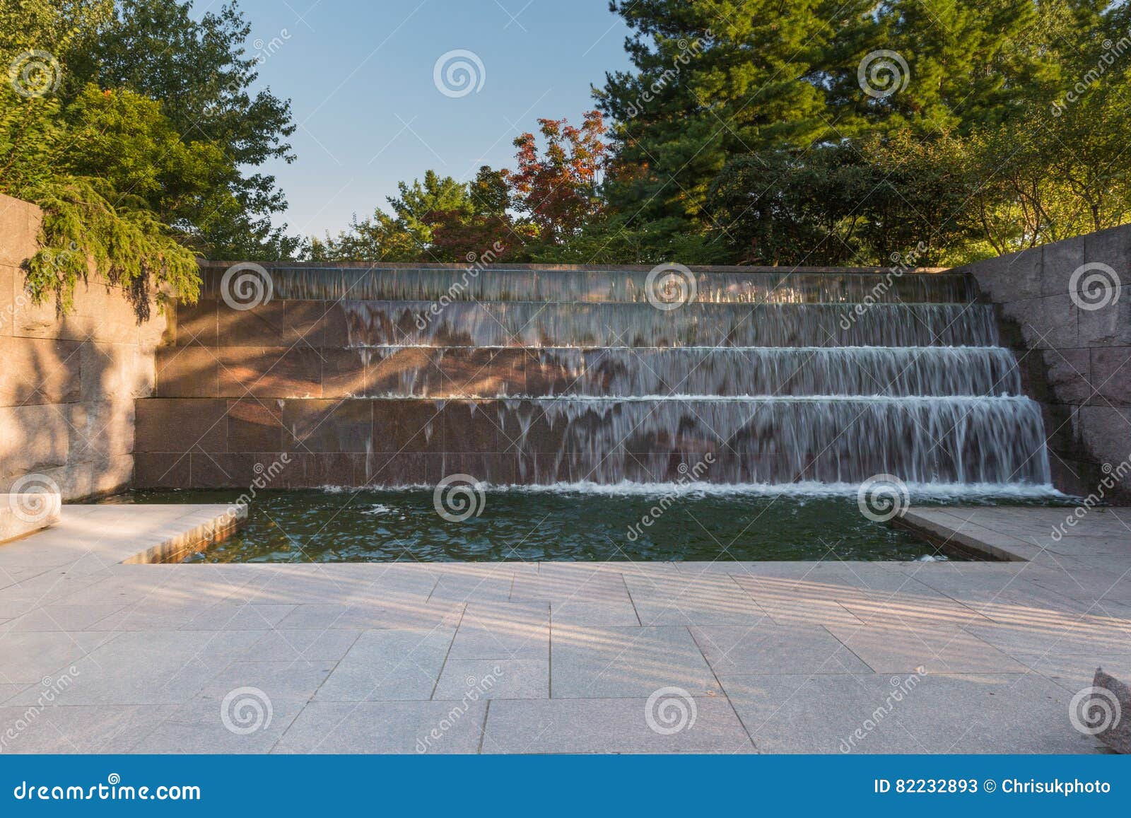 Waterfall in the FDR Memorial Editorial Stock Photo - Image of outdoors ...