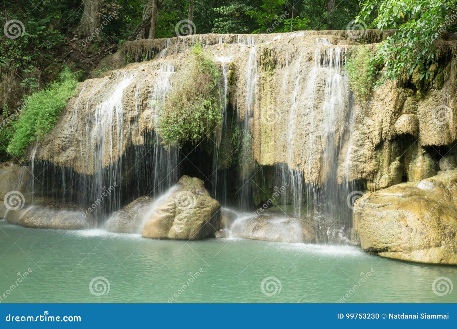 Waterfall with fish stock photo. Image of river, outdoor - 99753230