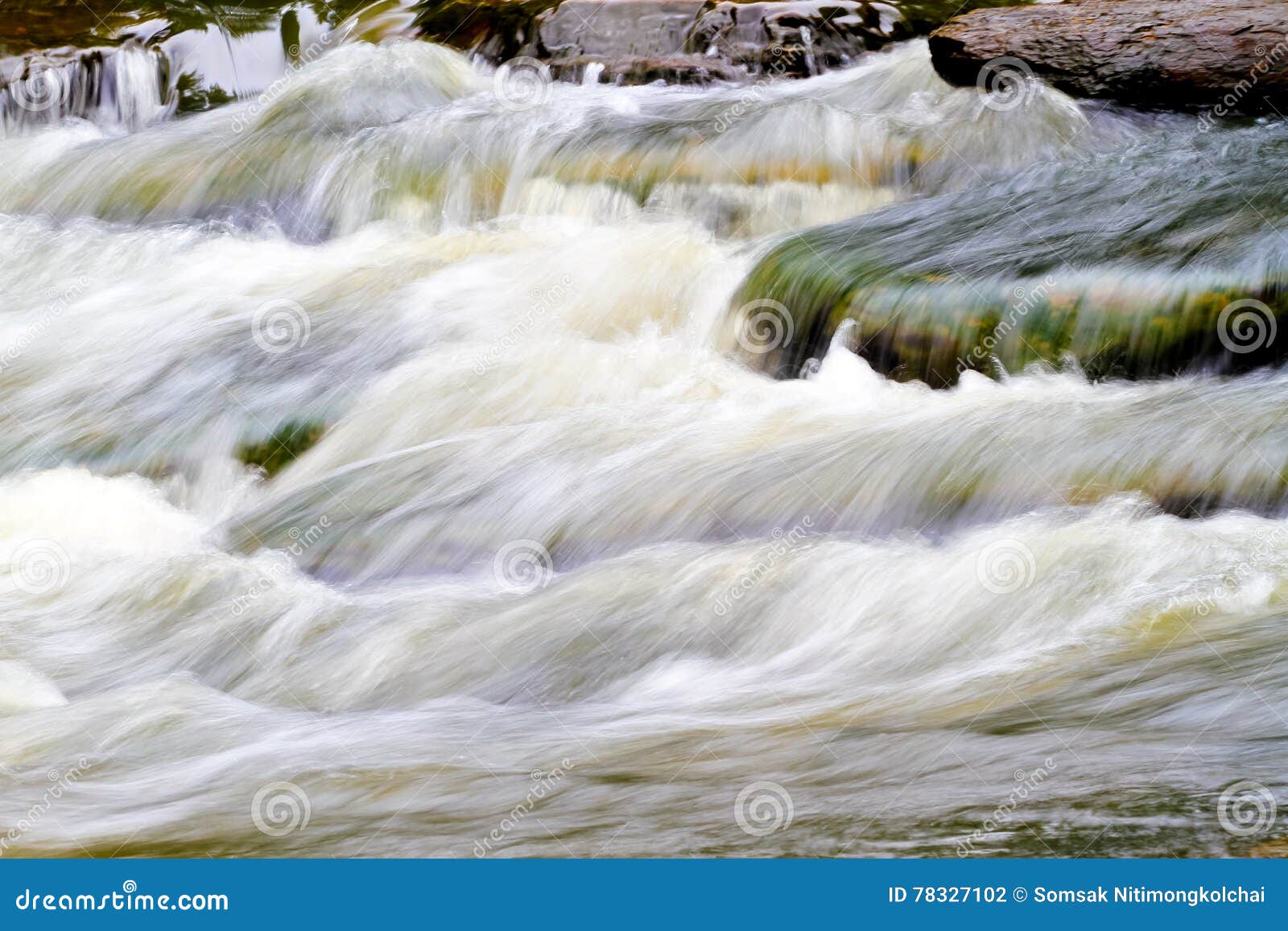 Waterfall Flow Over Stone in the River Stock Photo - Image of season ...