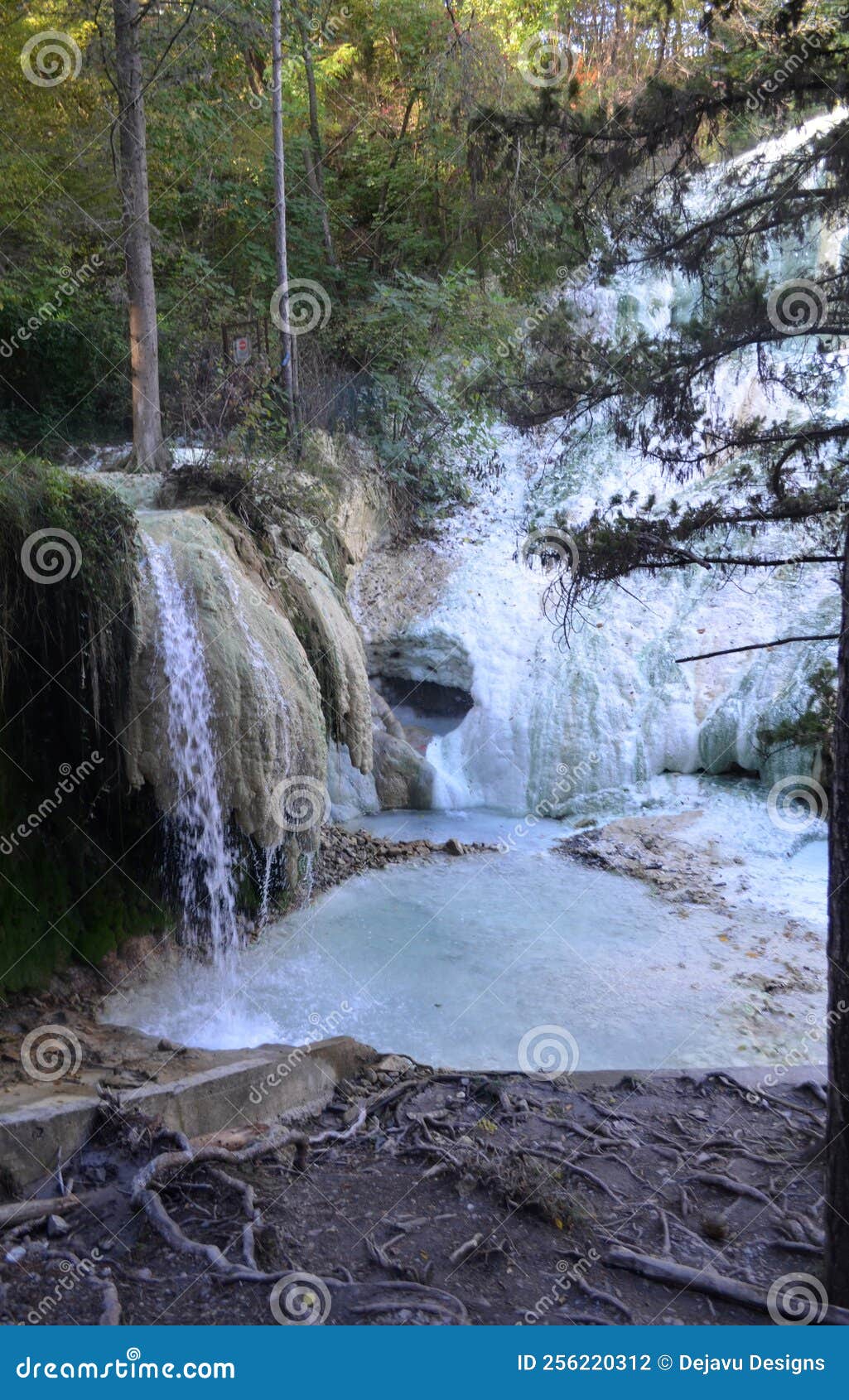 Waterfall Flowing into a Geothermal Hot Spring in Italy Stock Photo ...