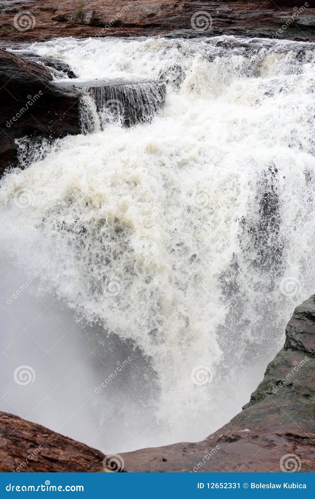 A Waterfall Flowing into a River Stock Image - Image of trees, wild ...