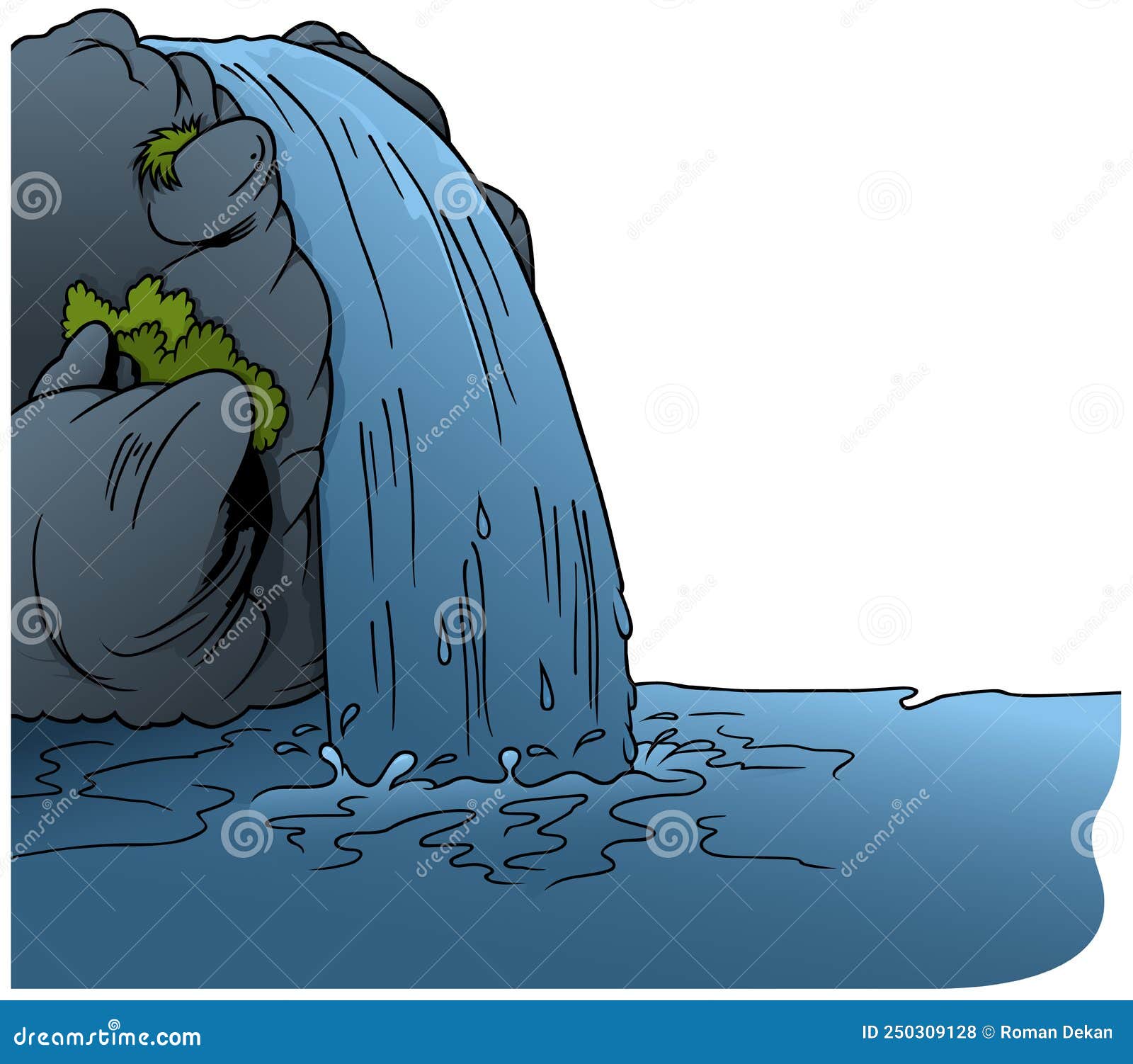 Waterfall Flowing from the Rock Stock Vector - Illustration of design ...