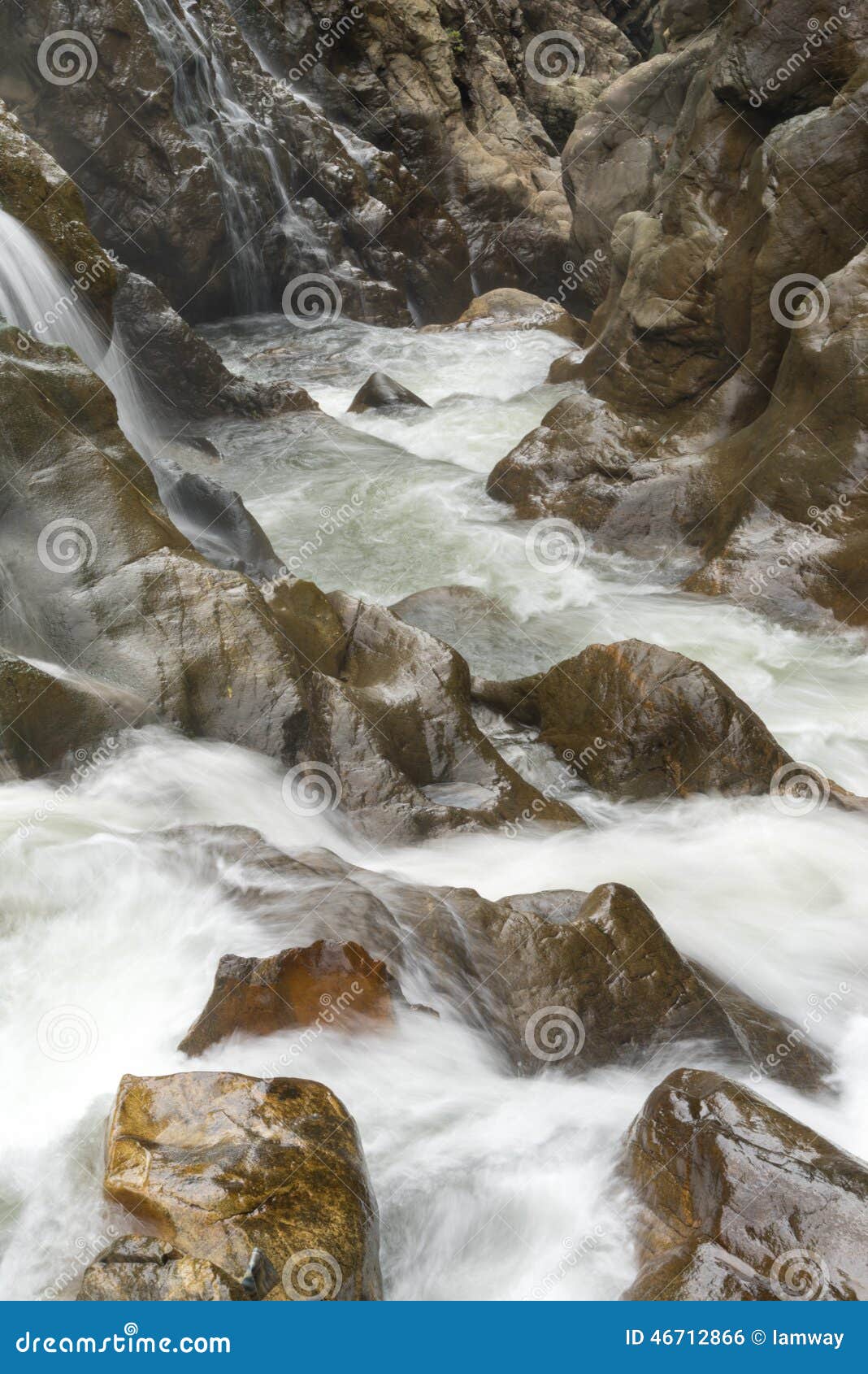 Waterfall Flows Down the Mountain Stock Photo - Image of outdoor ...