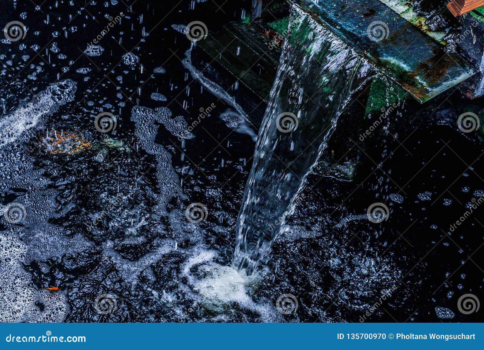 The Waterfall Flows from the Overflowing Estuary Stock Photo - Image of ...