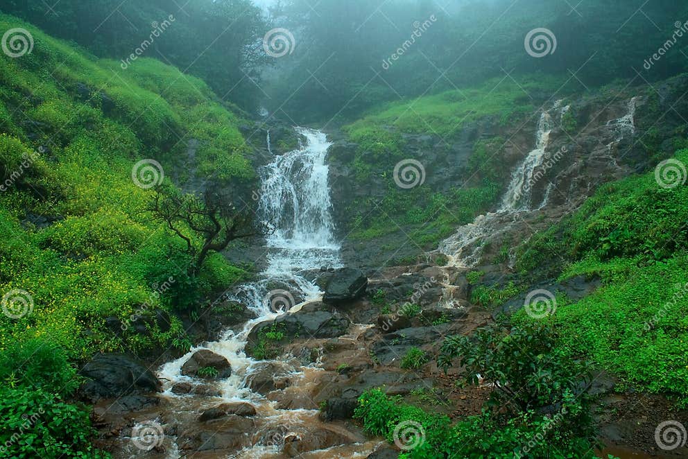 Waterfall in fog stock image. Image of beautiful, color - 6834143
