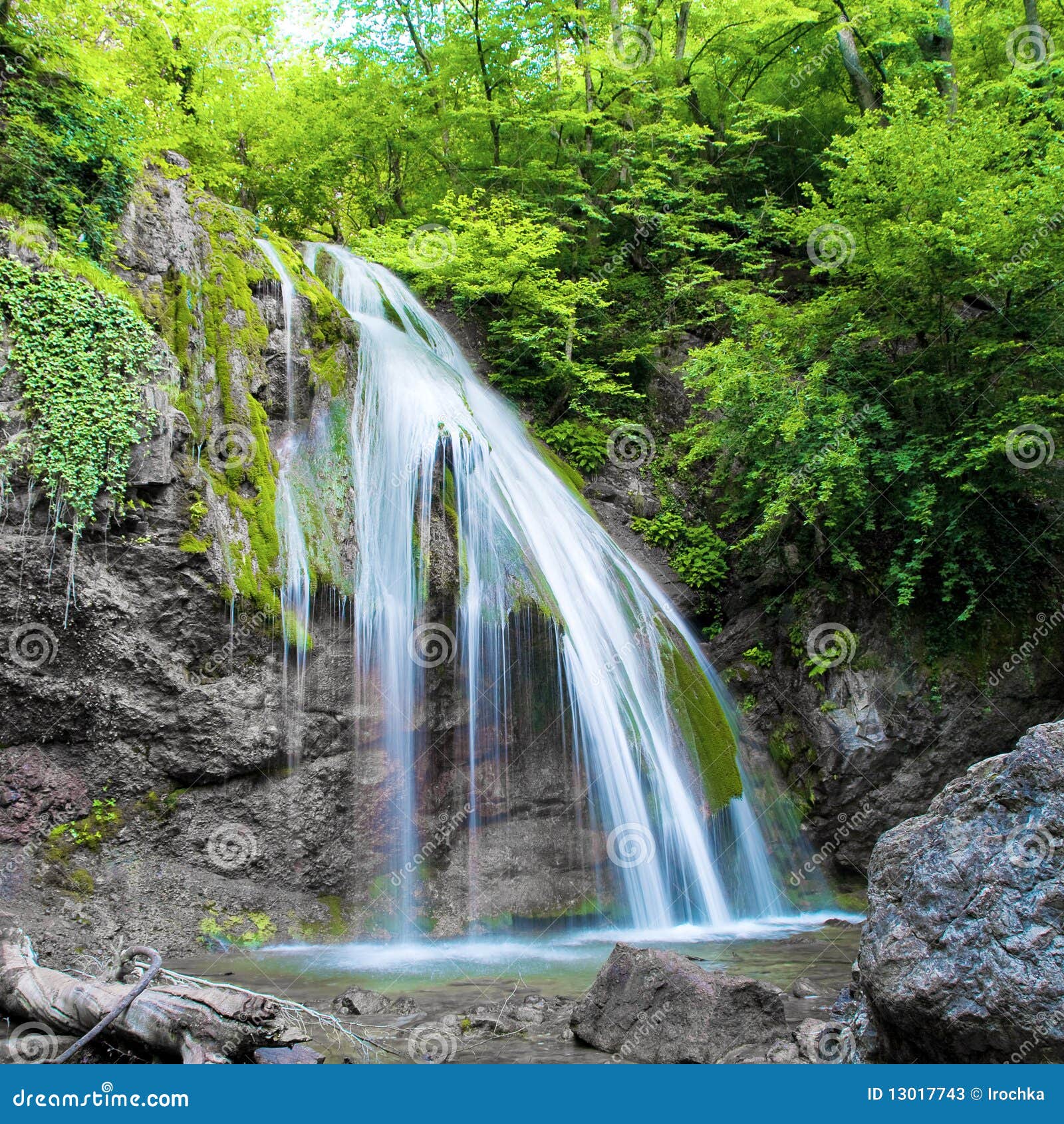 Waterfall in forest stock image. Image of forested, motion - 13017743