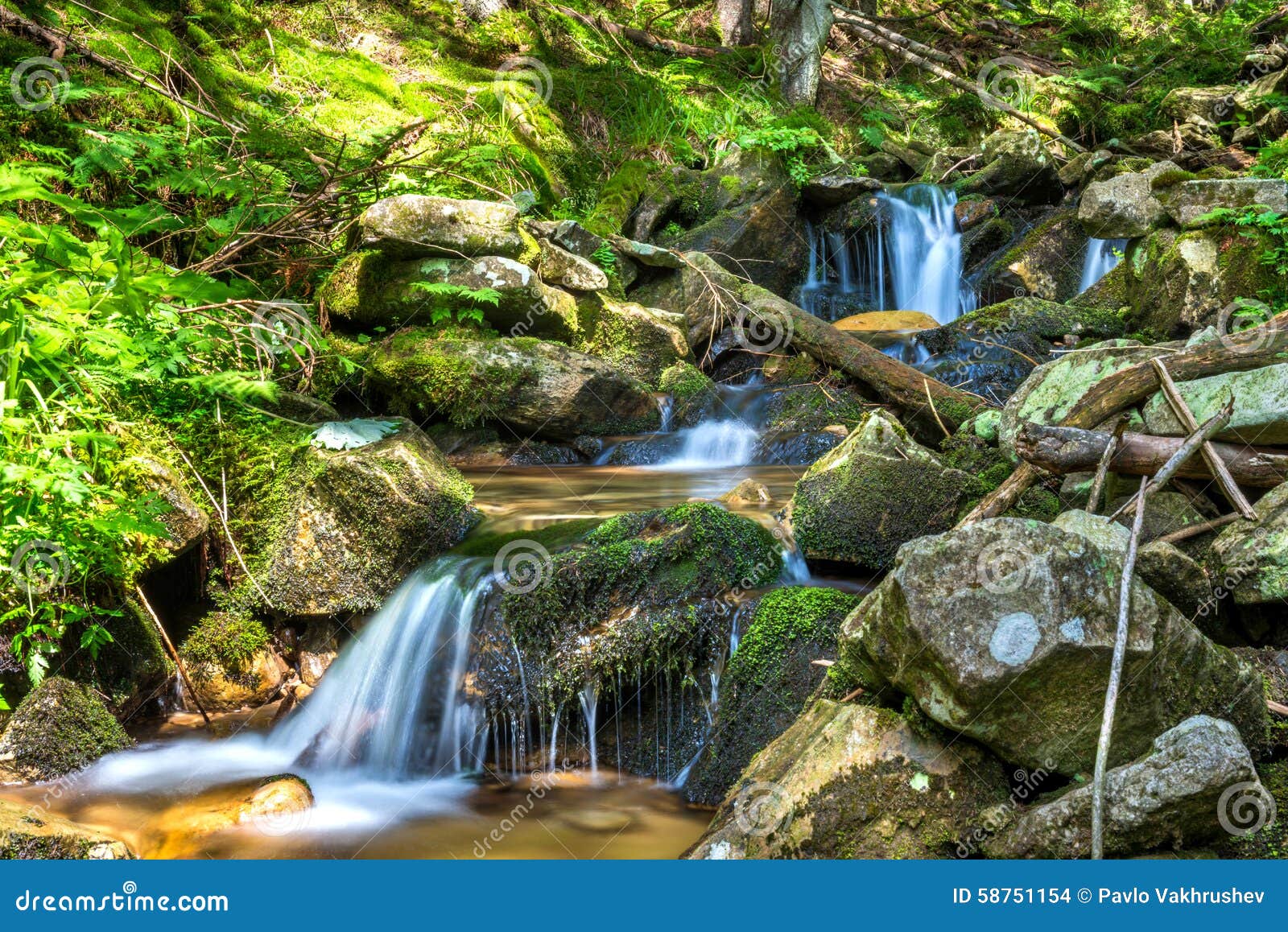 Waterfall in the forest stock photo. Image of lush, stream - 58751154