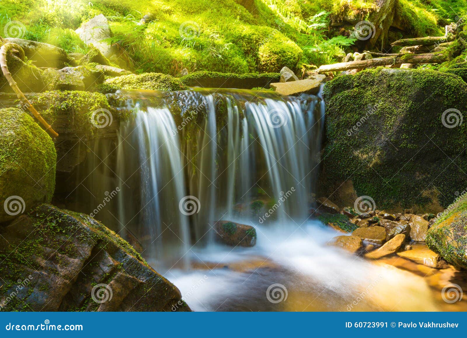 Waterfall in the forest stock image. Image of rain, flowing - 60723991