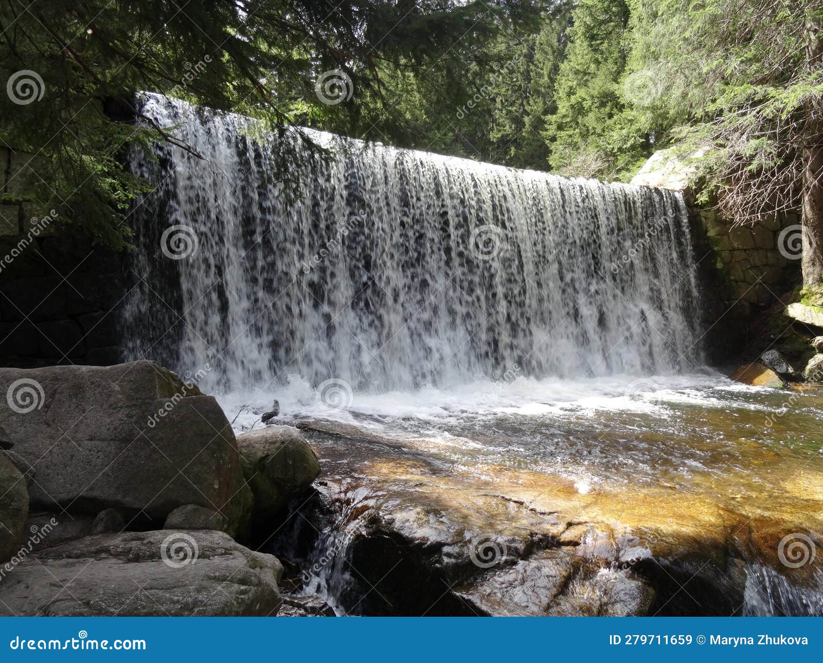 Waterfall in the Forest, a Cascade of Water Flow among Nature among ...