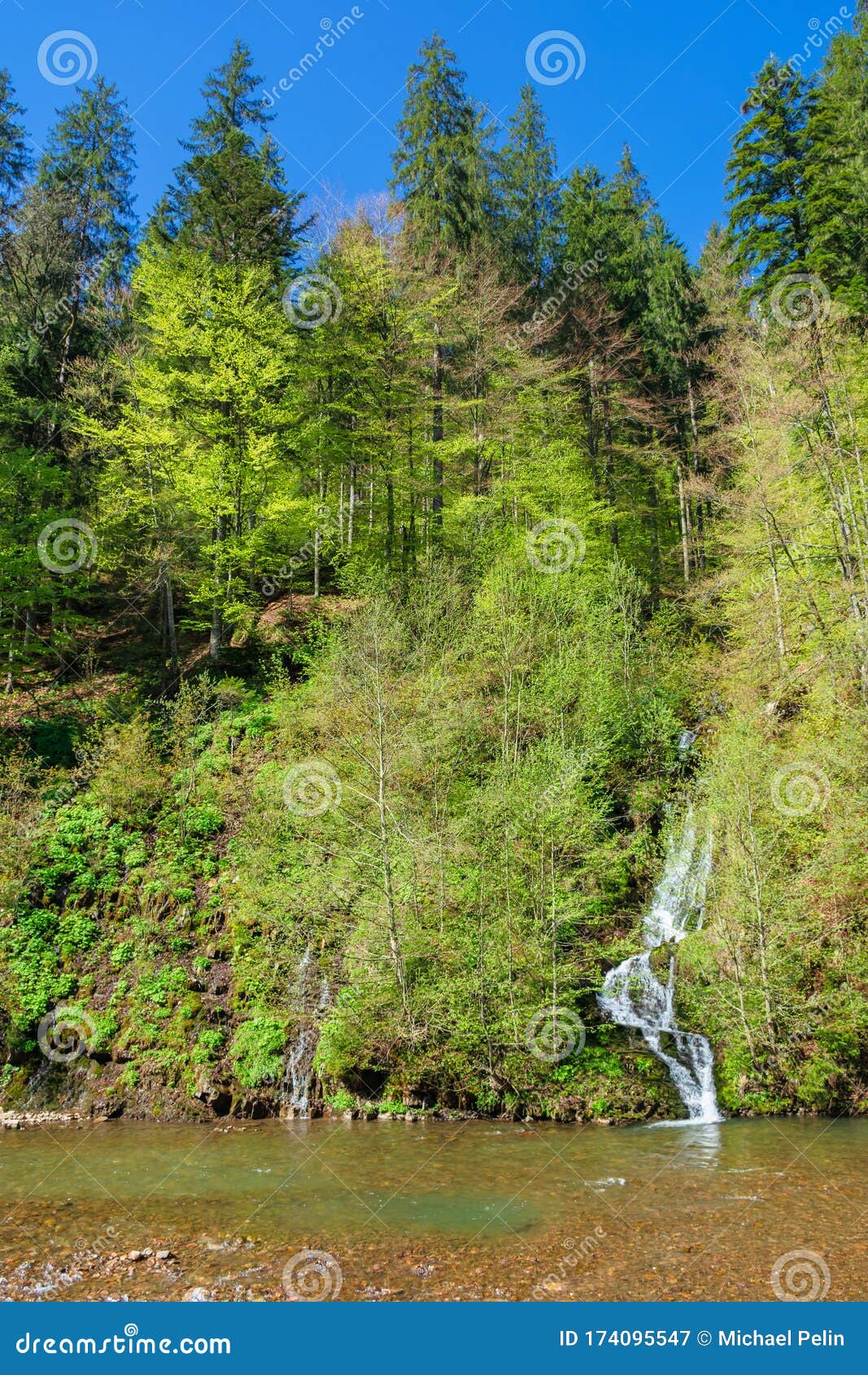 Waterfall from the Forest on the Hill Stock Image - Image of rock ...