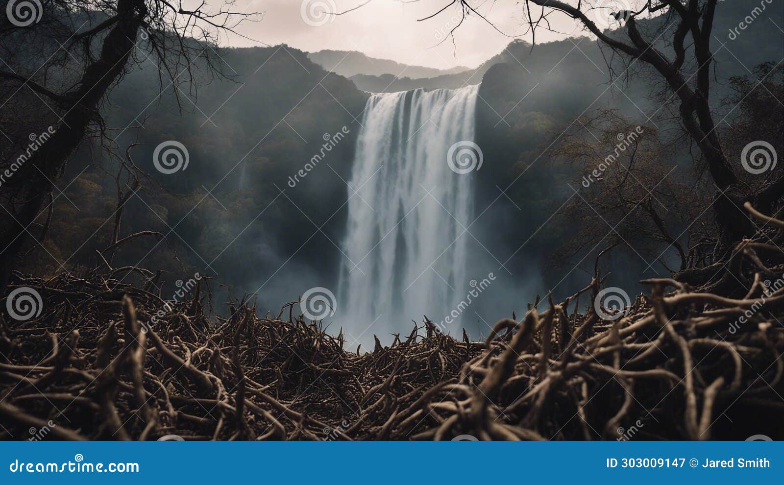 Waterfall in the Forest Horror Waterfall of Tears, with a Landscape of ...