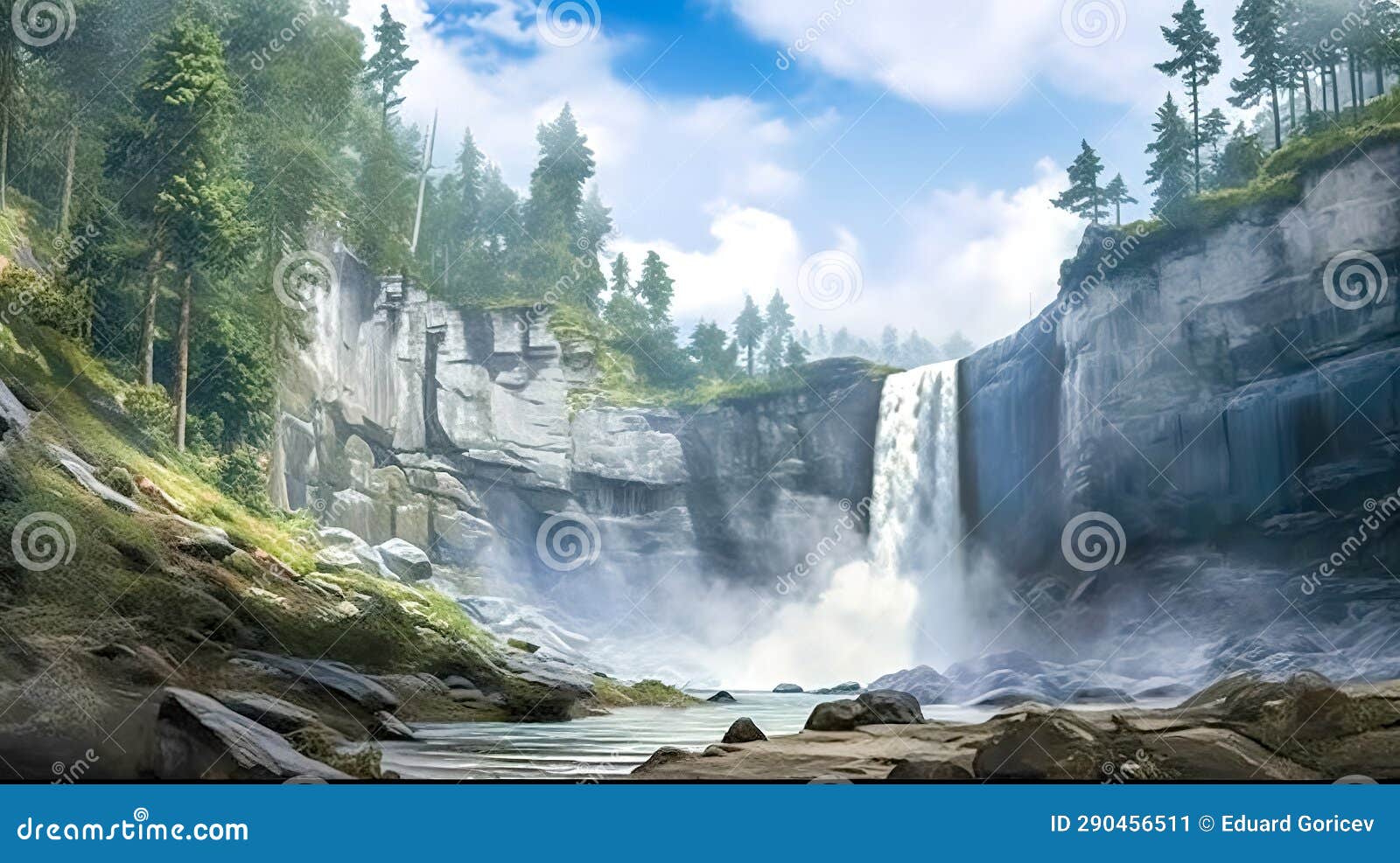 Waterfall in the Forest, Water Falling from a Cliff in a Beautiful ...