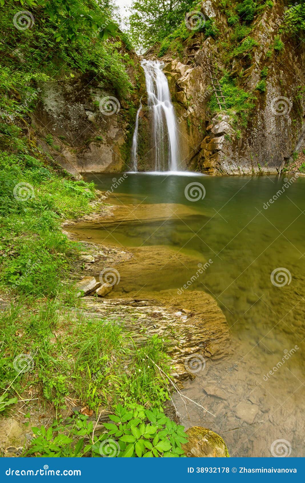 Waterfall in the forest stock photo. Image of landscape - 38932178
