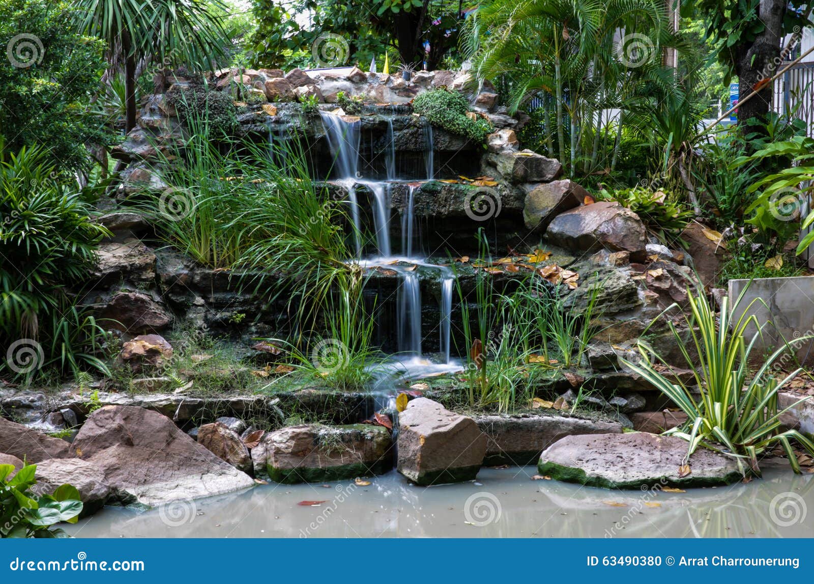 Waterfall at Front Yard., Low Speed Shutter. Stock Photo - Image of ...