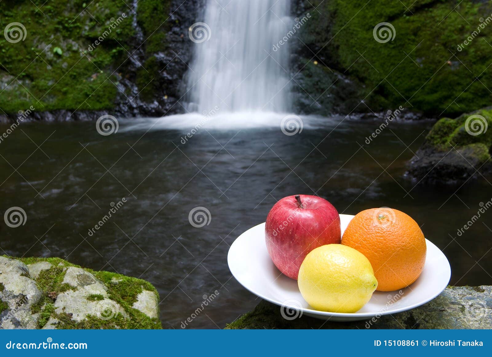 Waterfall and fruit stock image. Image of riverside, midsummer - 15108861