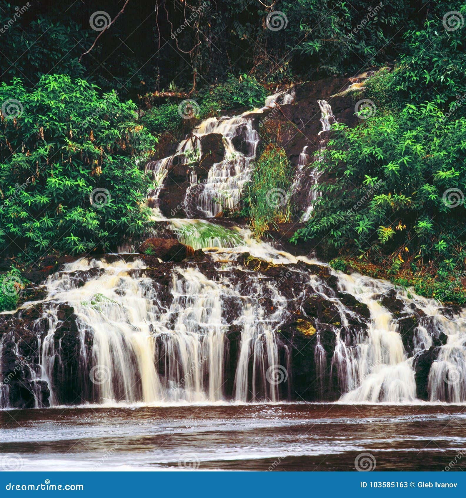 Waterfall in gabon stock image. Image of waterfall, gabon - 103585163