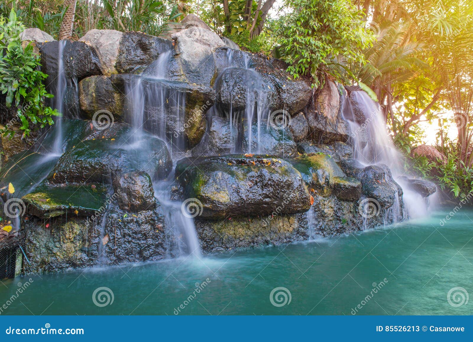 Waterfall in Garden at the Public Park Stock Image - Image of scenic ...