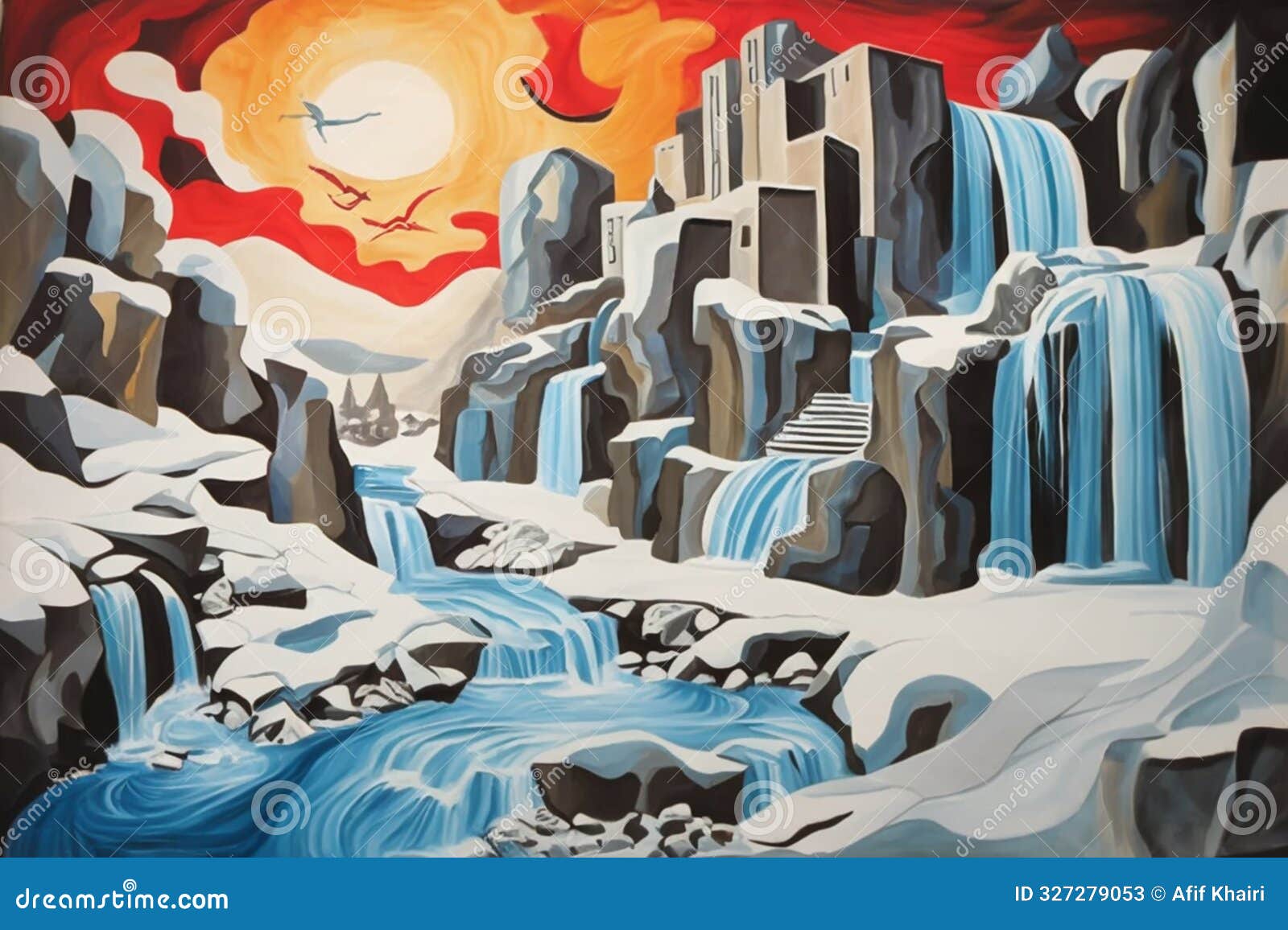 Echoes of the Falls: Nature S Perpetual Ballet. Stock Illustration ...