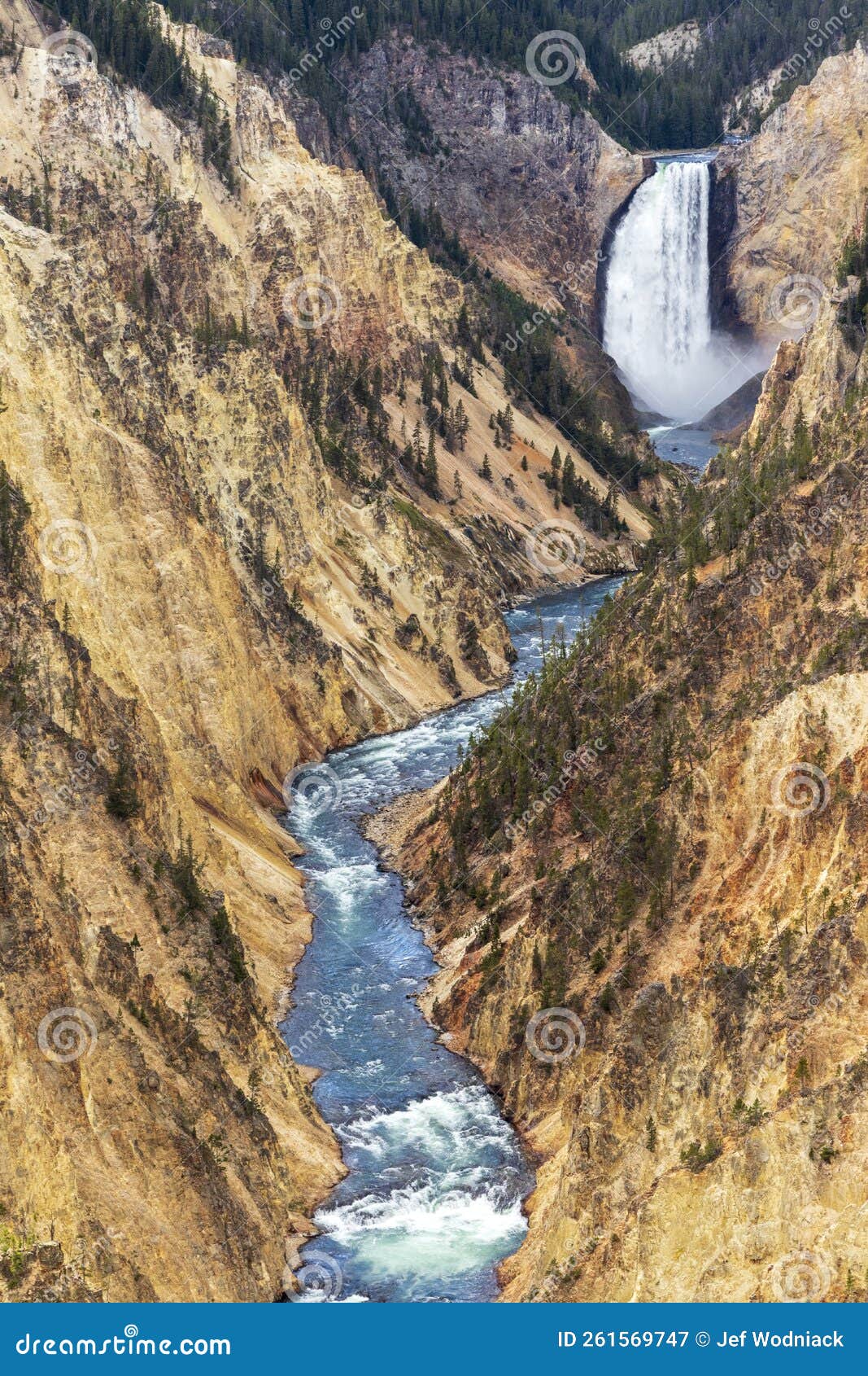 Waterfall at Grand Canyon of Yellowstone.USA. Stock Image - Image of ...