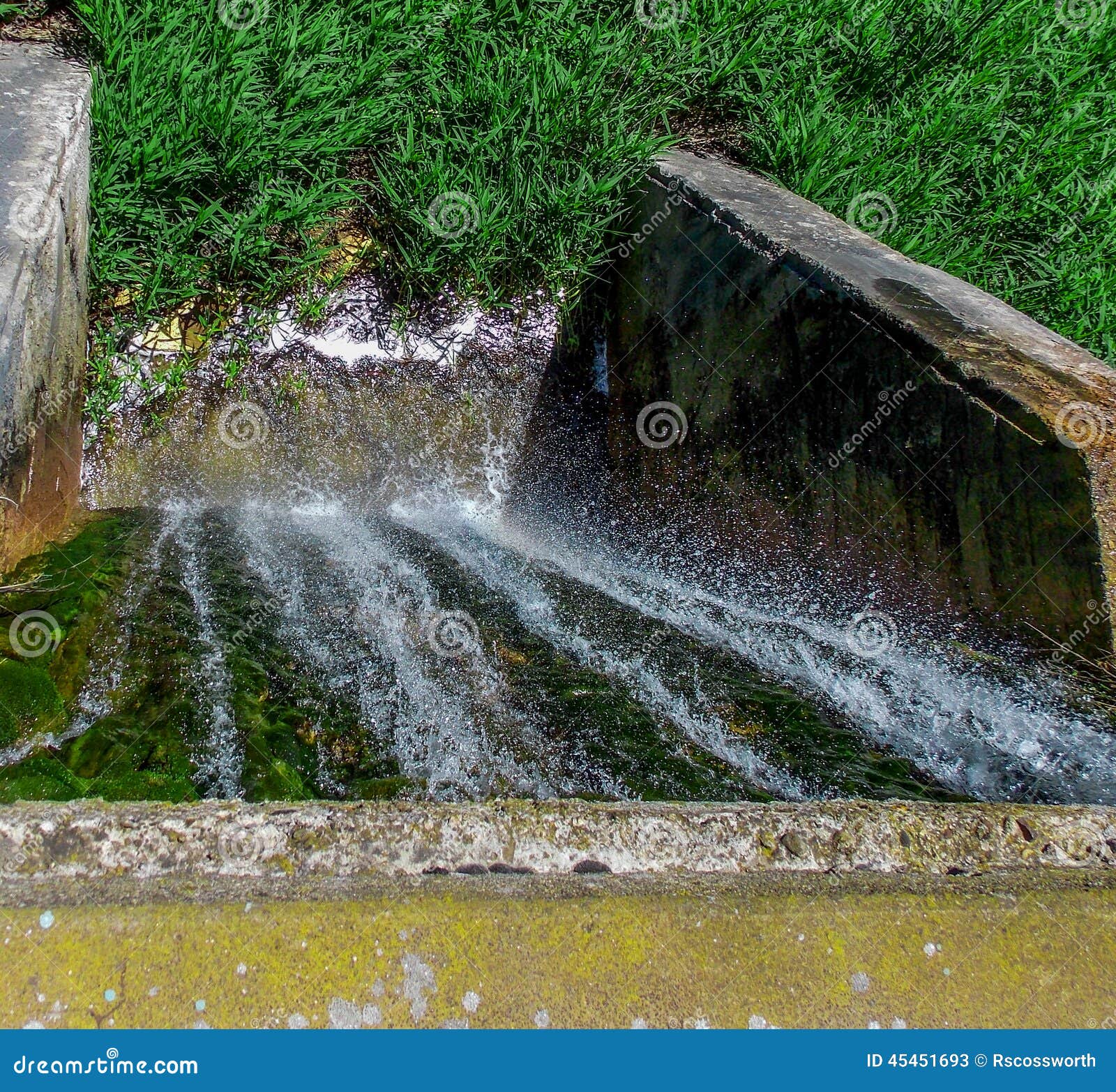 Waterfall and grass stock image. Image of concrete, grass - 45451693
