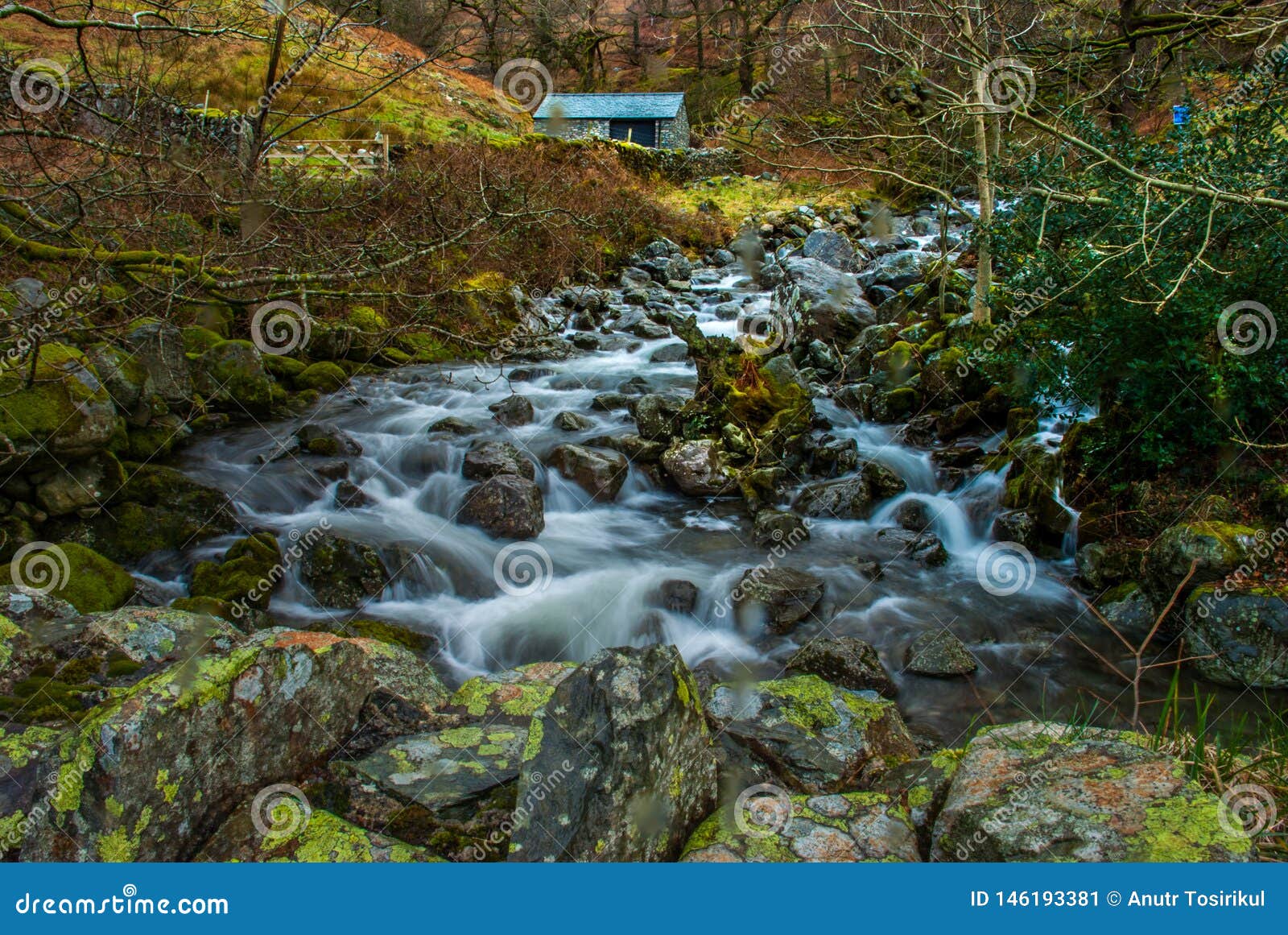 Waterfall Green Forest River Stream Landscape Stock Image - Image of ...
