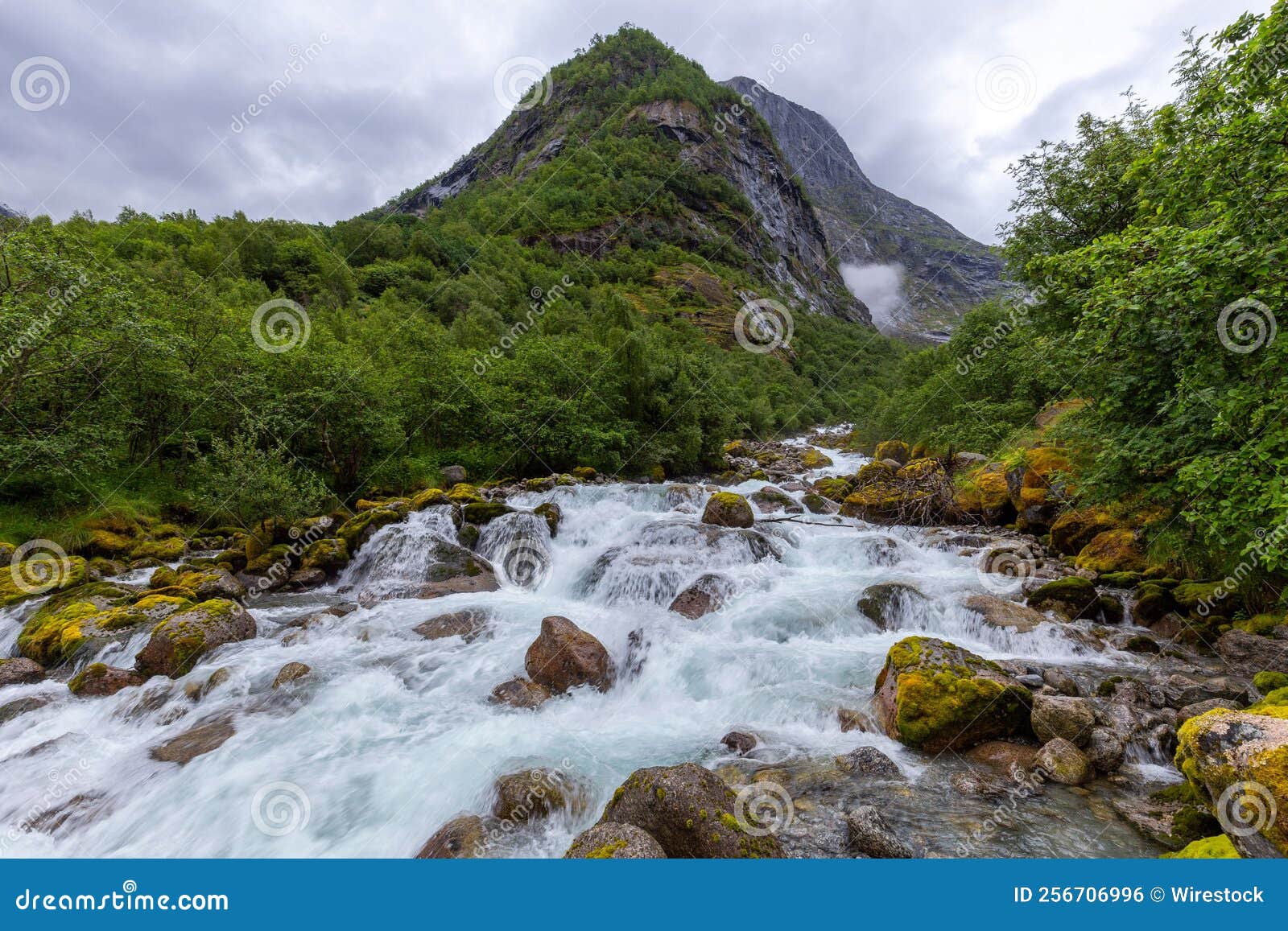 Waterfall in Green Mountains Stock Photo - Image of splashing, flow ...