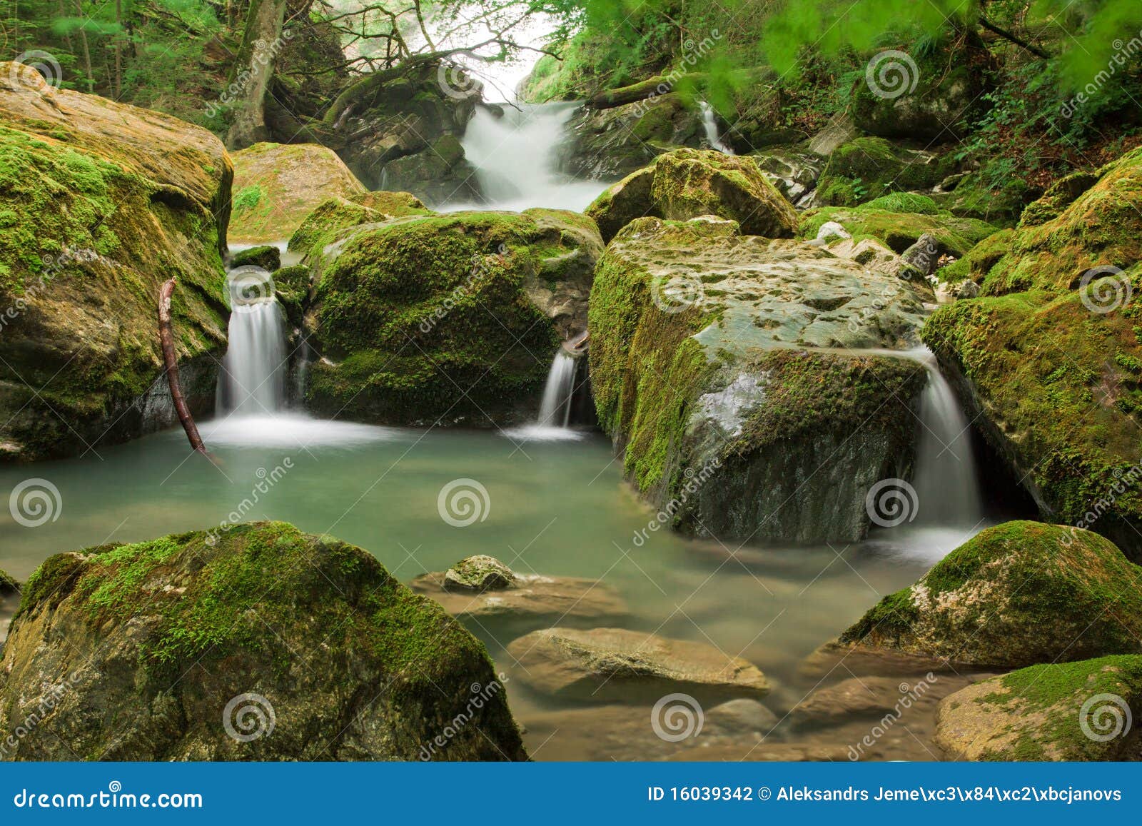Waterfall in green nature stock photo. Image of landscape - 16039342