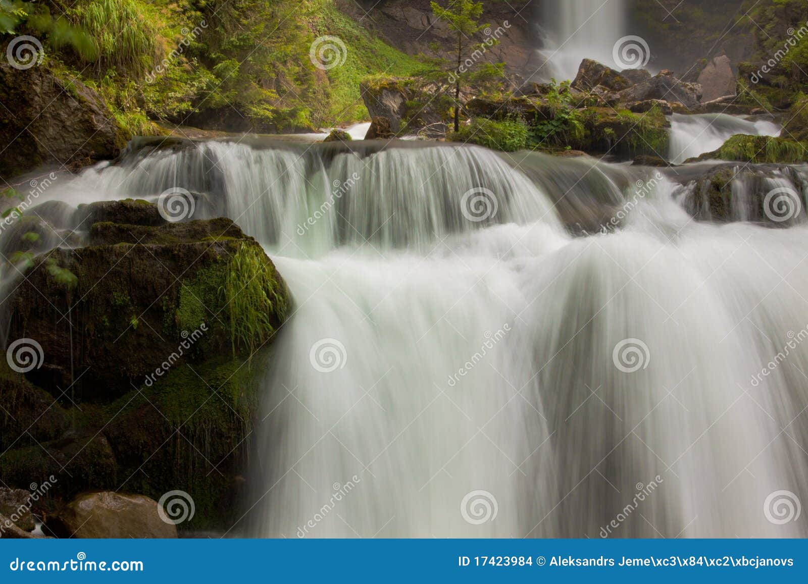Waterfall in green nature stock photo. Image of beauty - 17423984