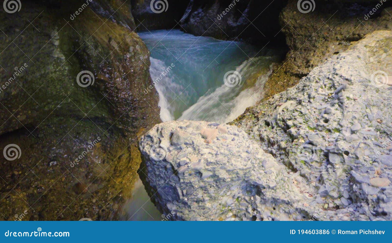 Waterfall in the Grotto of the Cave Stock Footage - Video of lake, fall ...