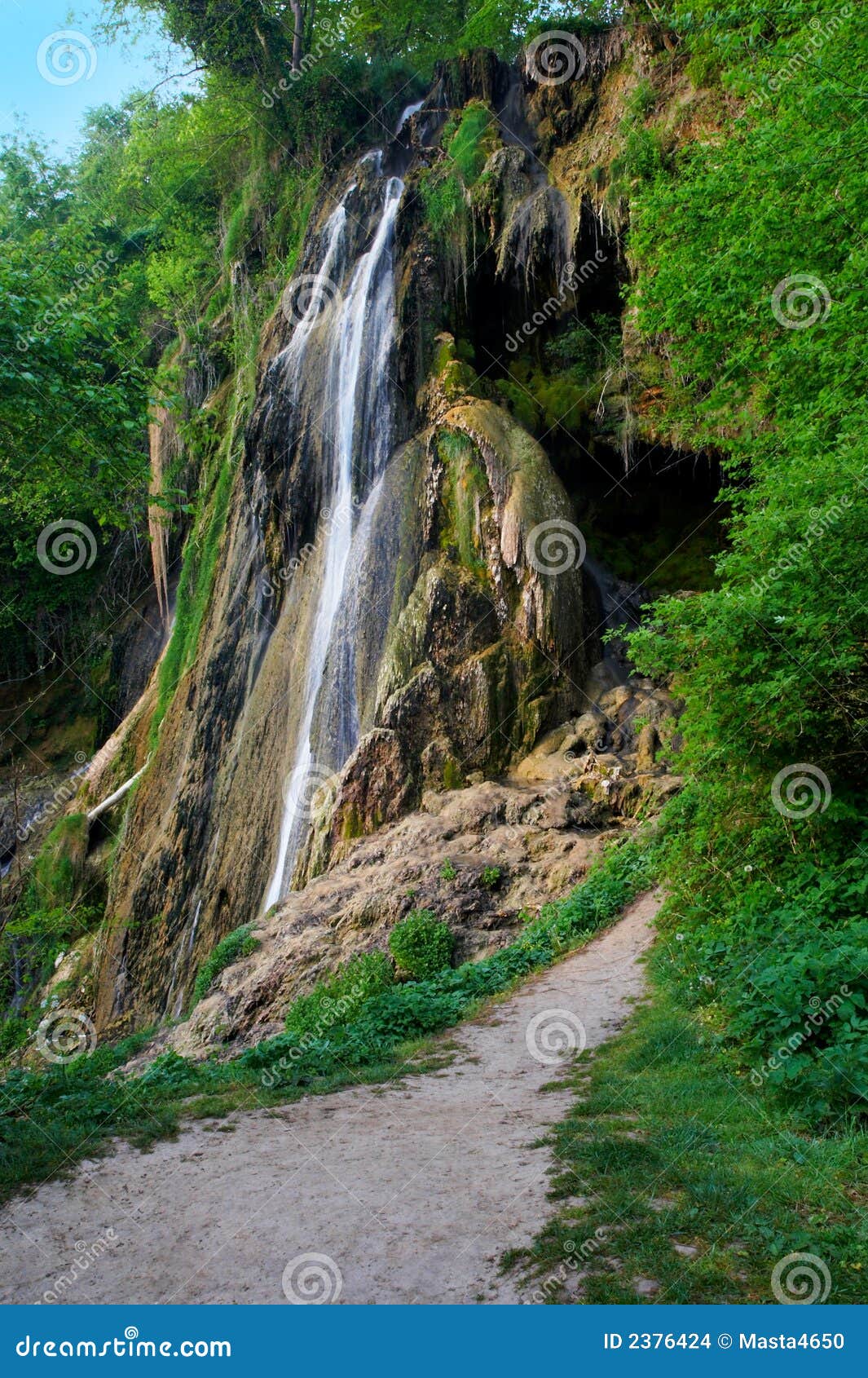 Waterfall with Guiding Path Stock Photo - Image of cascade, cool: 2376424