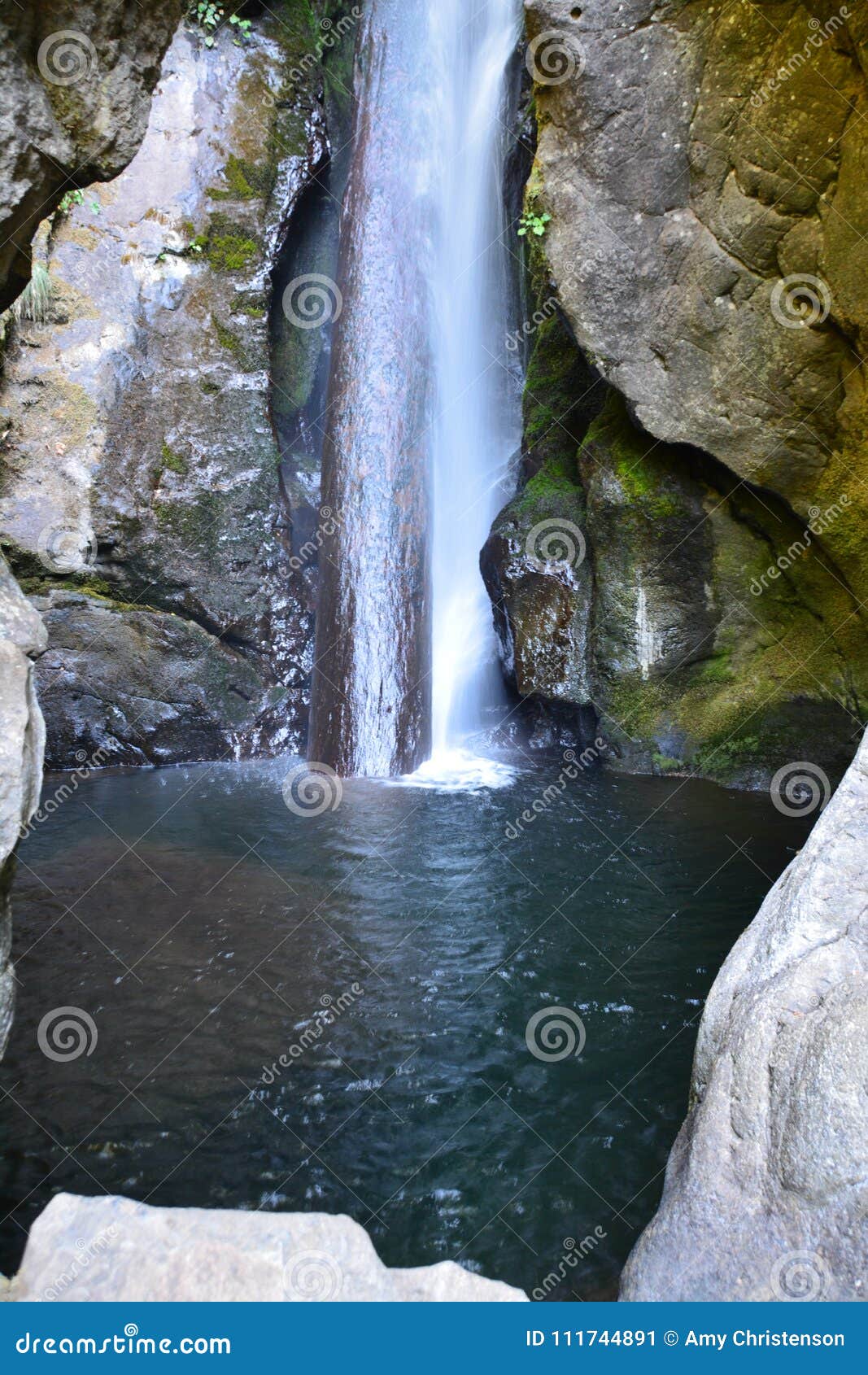 WATERFALL CAVE and LOG stock image. Image of inside - 111744891