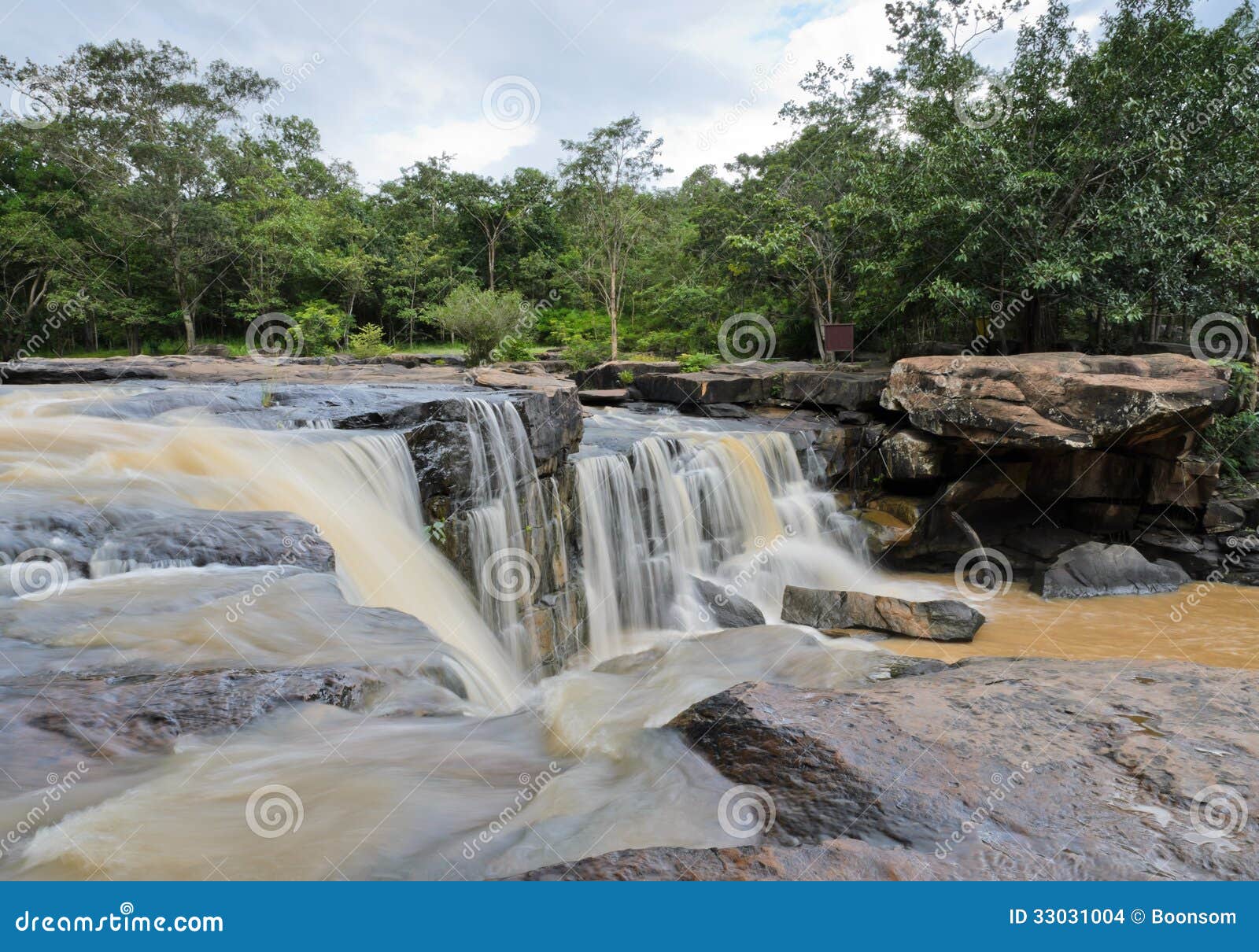 Waterfall after heavy rain stock photo. Image of national - 33031004